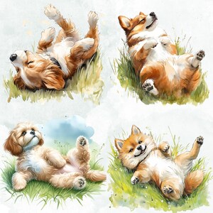 Rolling Rolling Rolling Clip Art. Dogs.watercolour. Transparent Images ...