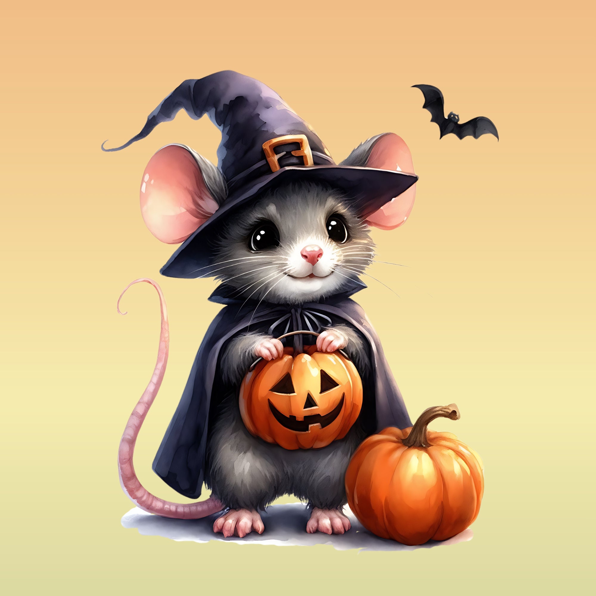 Halloween Mouse Clipart. Transparent Image. Commercial Use. Watercolour ...