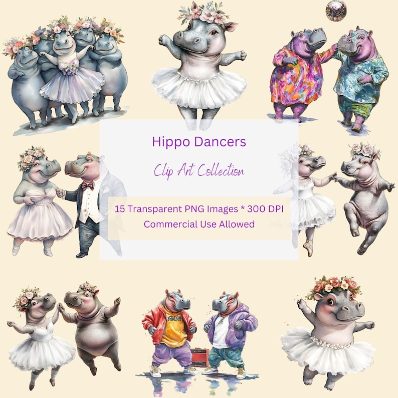 Hippo Dancers Clipart. Funny Images. Transparent Images. Hippos ...