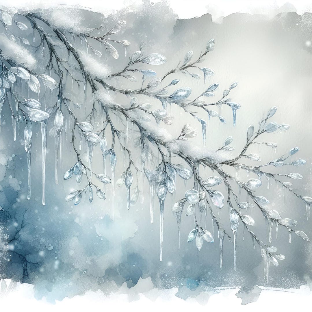 Icy Branch Digital Paper. Watercolour PNG Images. Craft Supply. Paper ...