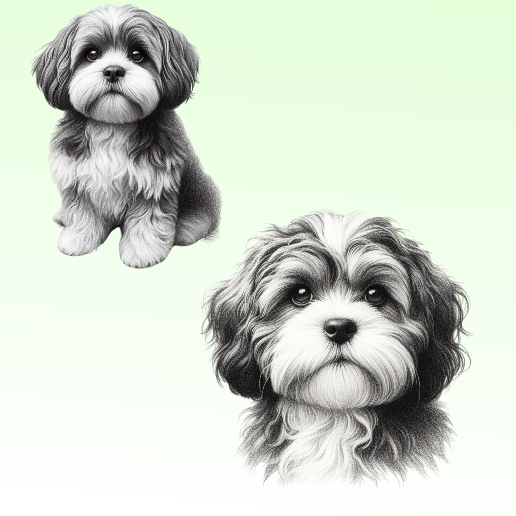 Pencil Drawn Cavachon Clip Art. Instant Digital Download. Transparent ...