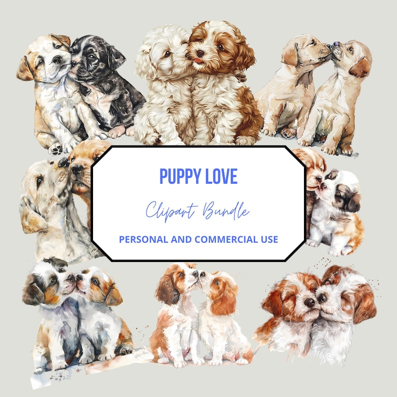 Puppy Love Clip Art. Watercolour. Commercial Use. Transparent Images ...