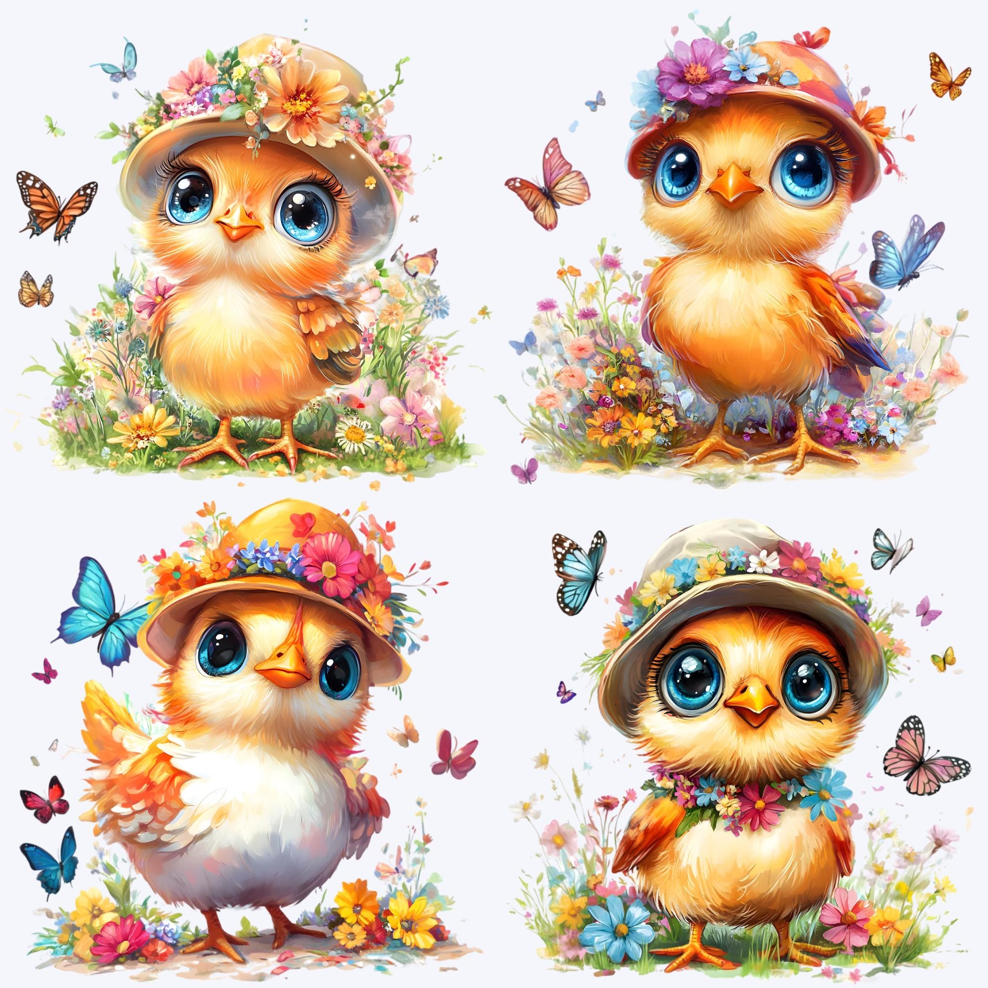 Bird and Butterfly Clipart. Cute Birds. Butterflies. Watercolour ...