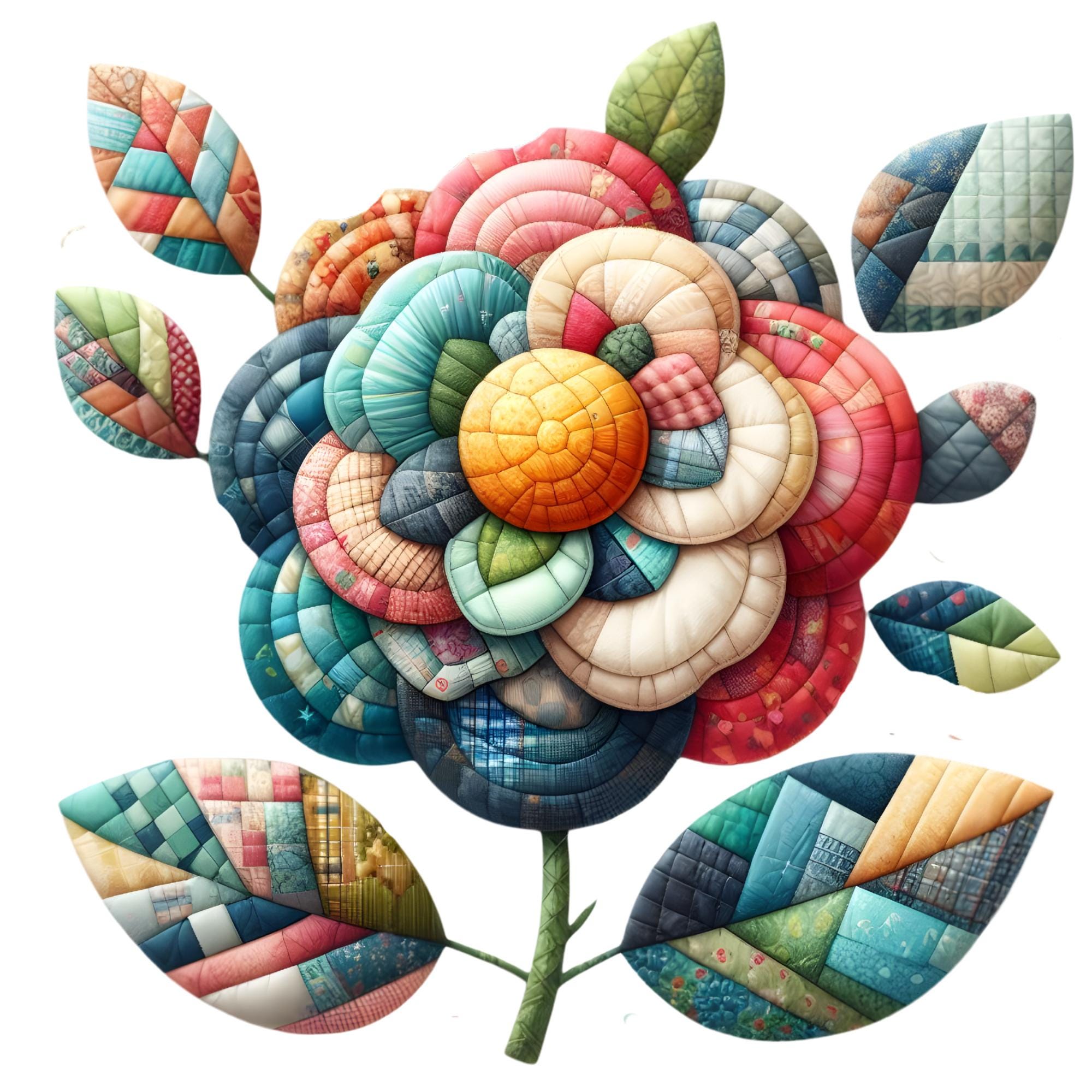 Patchwork Flower Clipart: Watercolor Craft Supply (digital Download) - Etsy