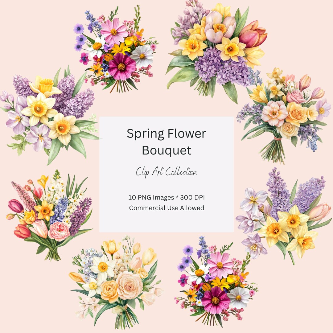 Spring Flower Bouquet Clipart. Floral. Spring Flowers. Watercolour ...