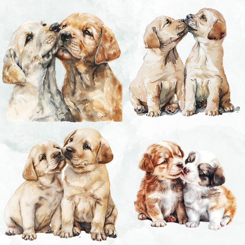 Puppy Love Clip Art. Watercolour. Commercial Use. Transparent Images ...