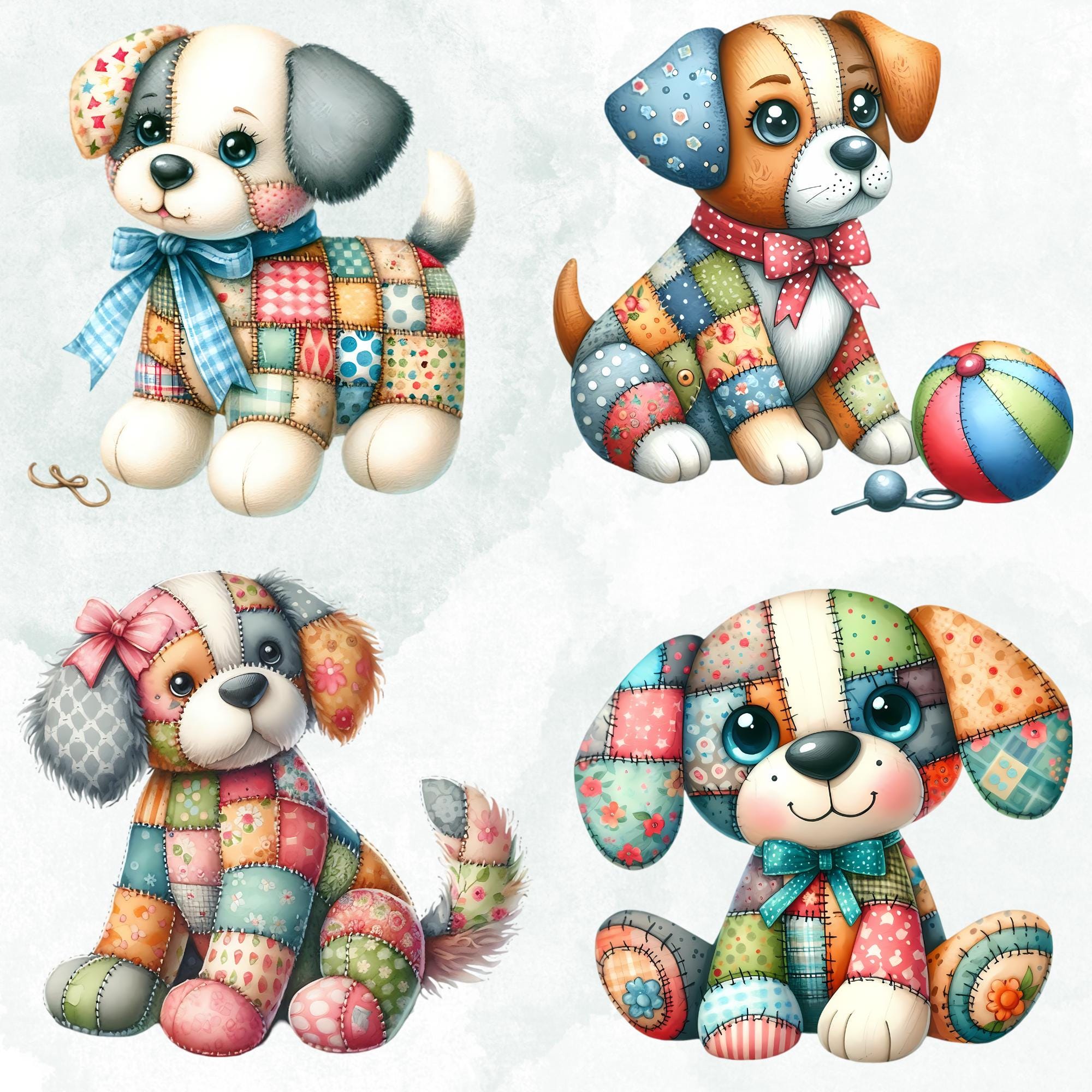 Patchwork Dog Clip Art. Toy Clipart. Transparent Image. Commercial Use ...