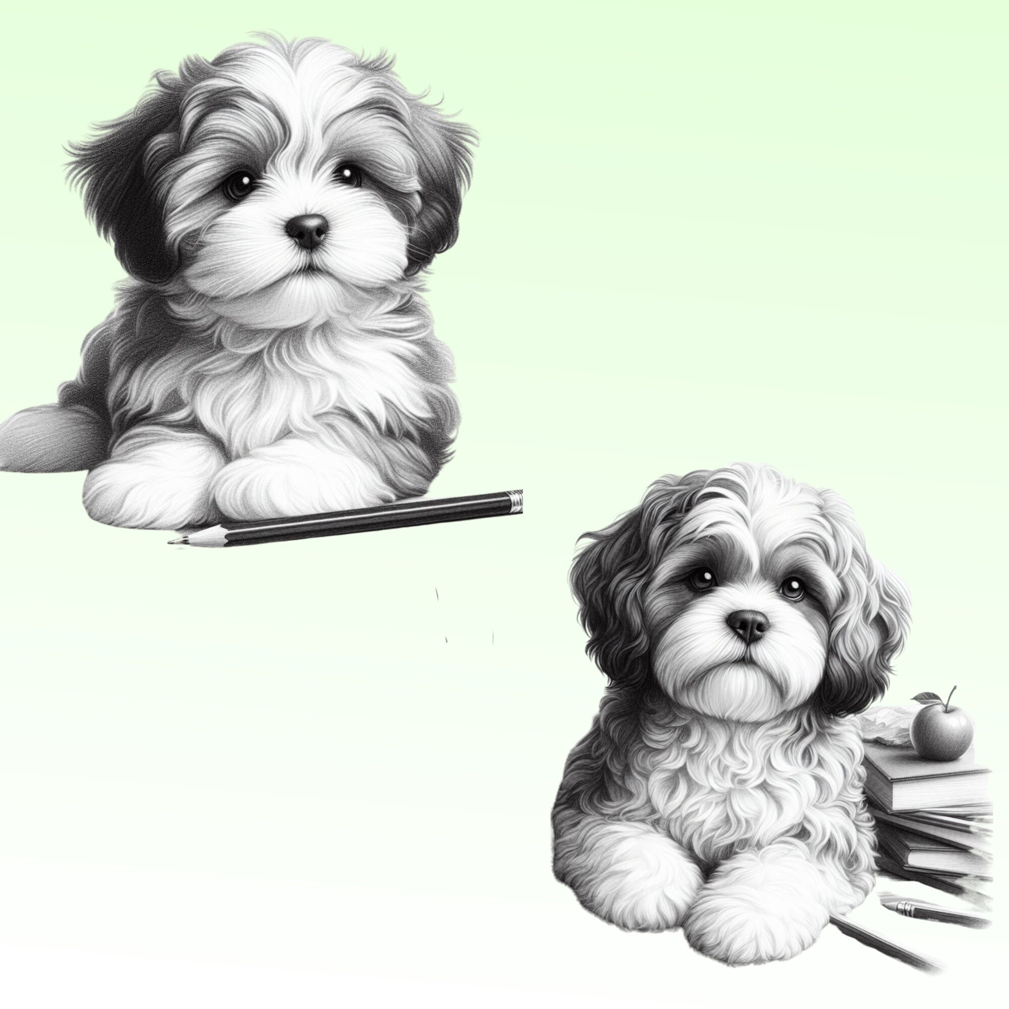 Pencil Drawn Cavachon Clip Art. Instant Digital Download. Transparent ...