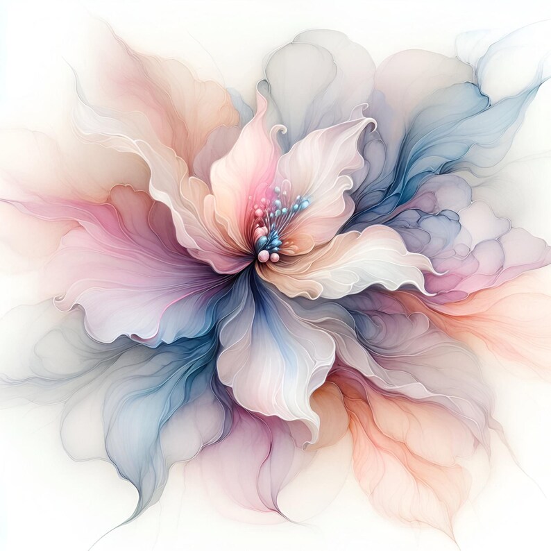 Pastel Abstract Flower Digital Paper. Watercolour. Card Making, Craft ...