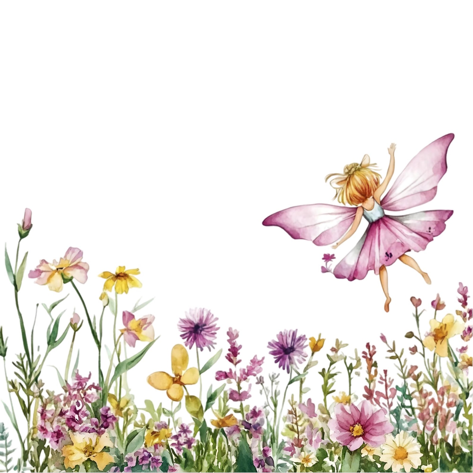 Fairy Garden Border Clipart: Watercolor Floral Images (digital Download ...