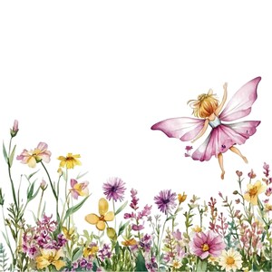 Fairy Garden Border Clipart: Watercolor Floral Images (digital Download ...