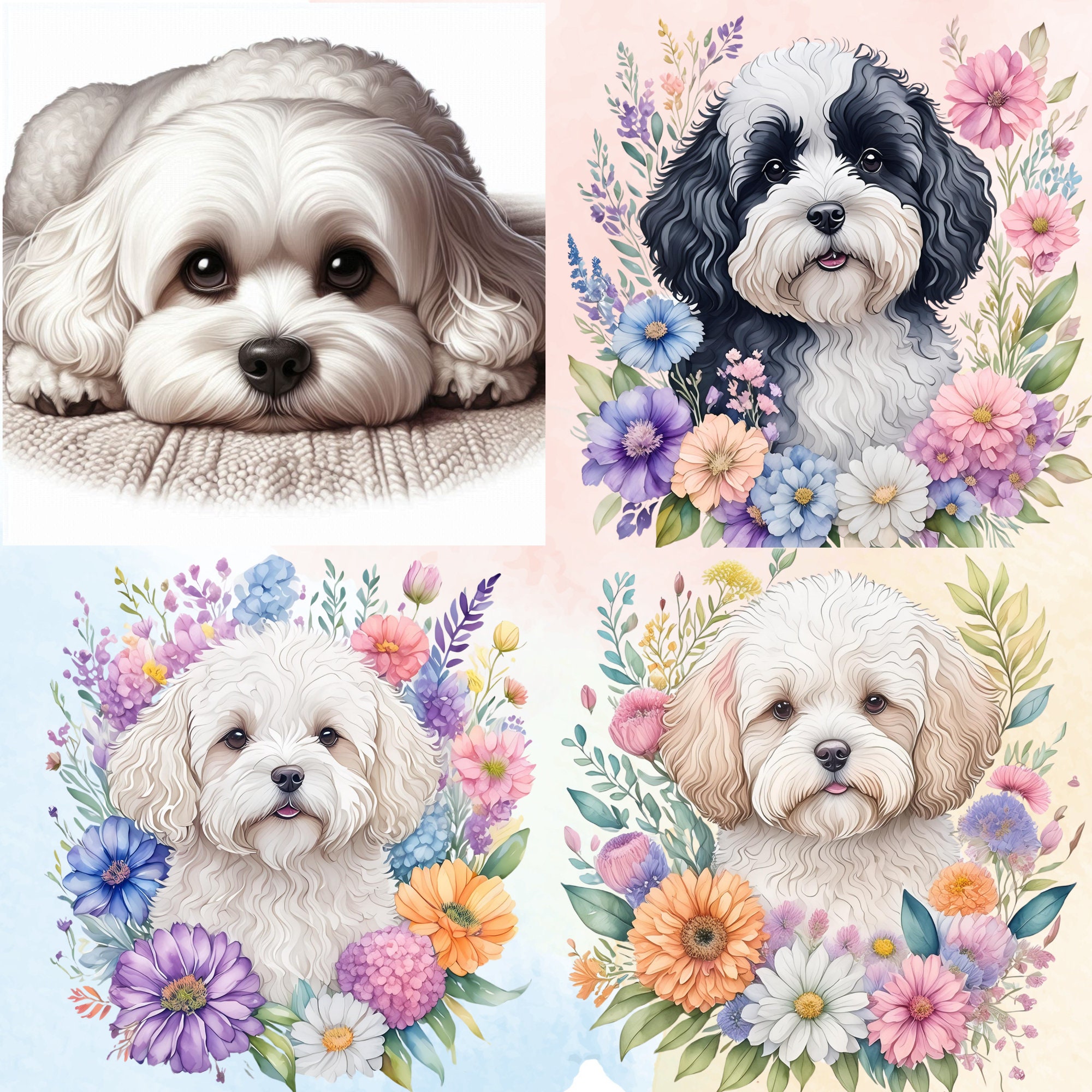 Cavachon Clip Art Pack. Transparent Digital Downloads - Etsy