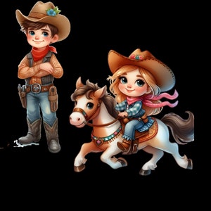 Cowboy and Cowgirl Clip Art. 15 High Quality Transparent Images ...