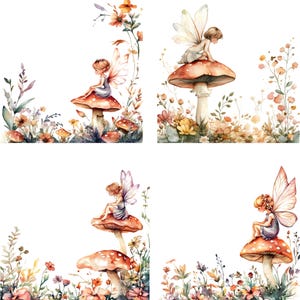 Fairy Garden Border Clipart: Watercolor Floral Images (digital Download ...