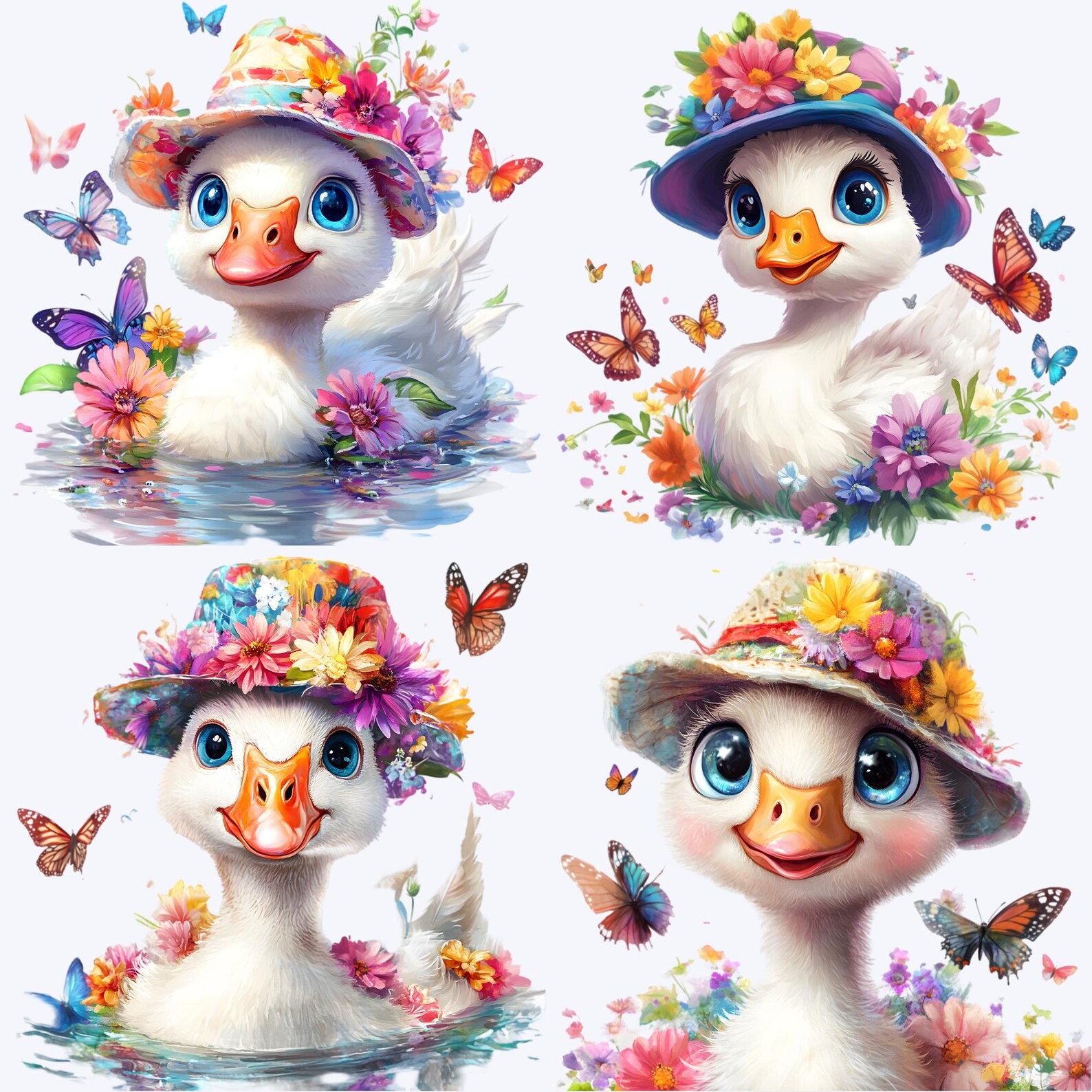 Bird and Butterfly Clipart. Cute Birds. Butterflies. Watercolour ...