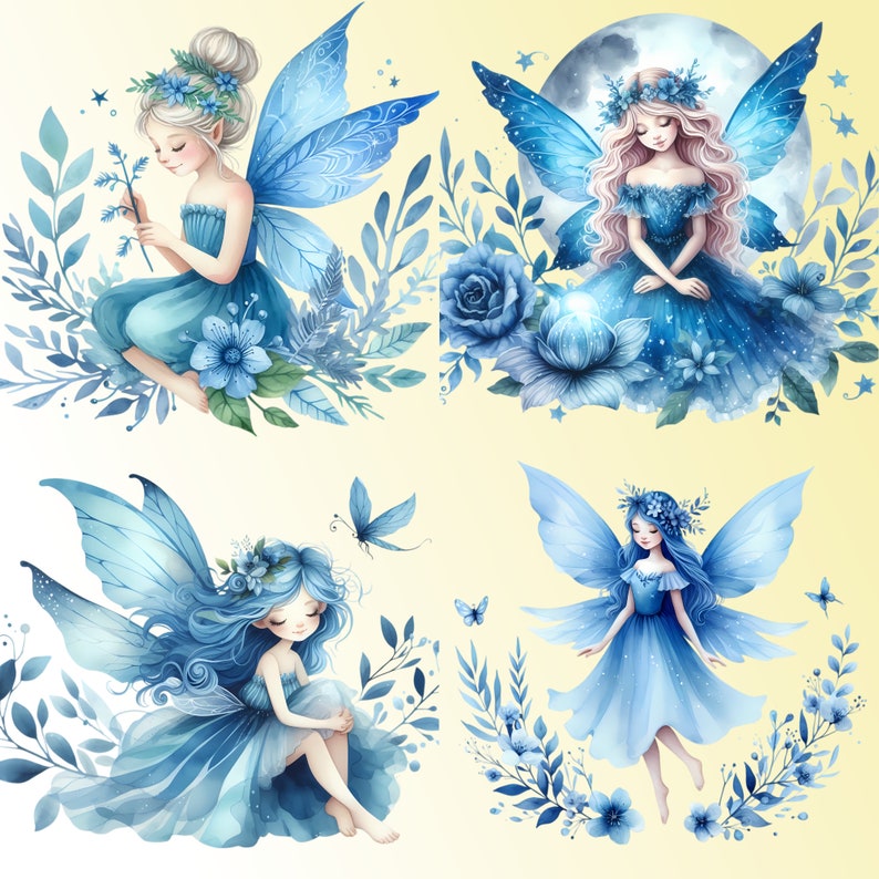 Watercolour Blue Fairy Clipart. Cards. Sublimation. Commercial Use ...