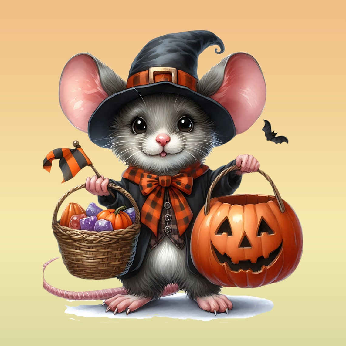 Halloween Mouse Clipart. Transparent Image. Commercial Use. Watercolour ...