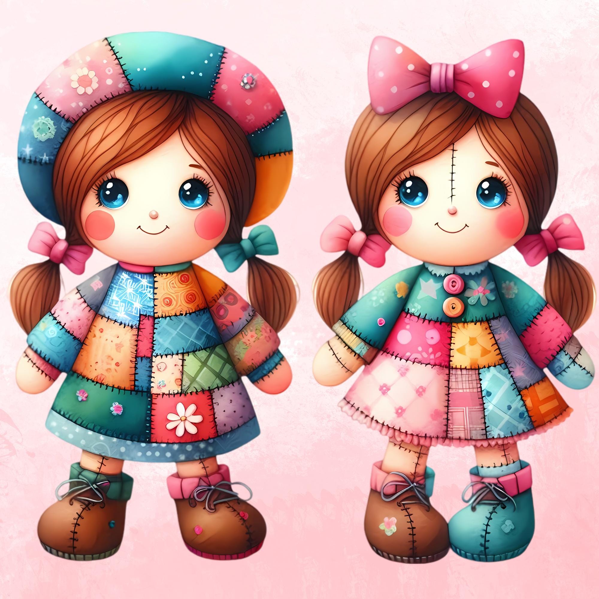 Patchwork Doll Clip Art. Toys. Transparent Image. Commercial Use. Craft ...