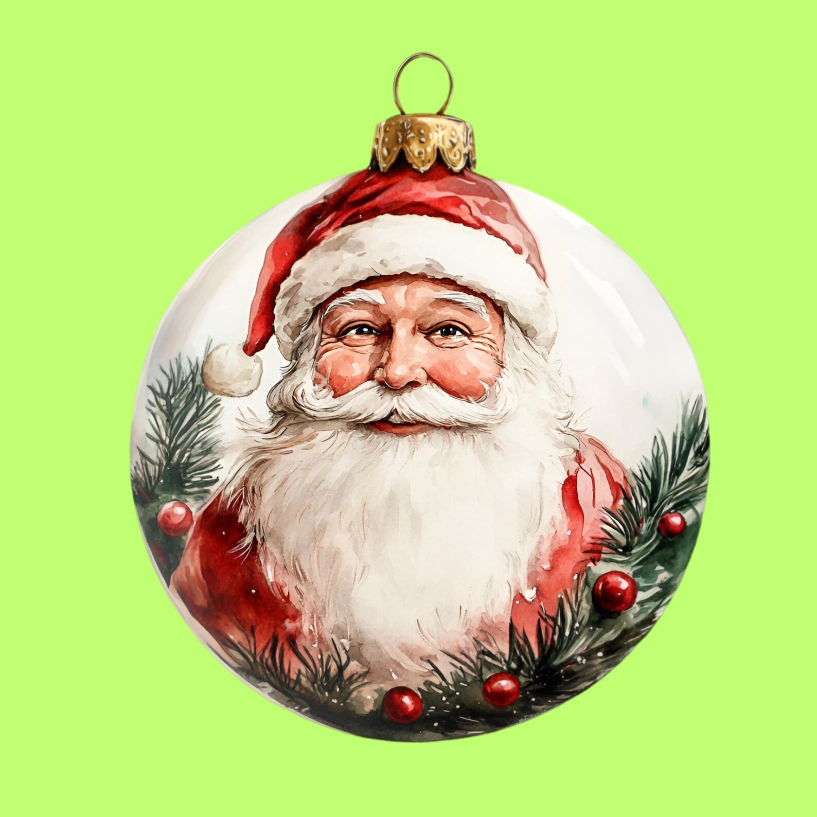 Christmas Tree Bauble Clip Art. Watercolour. Transparent Image ...