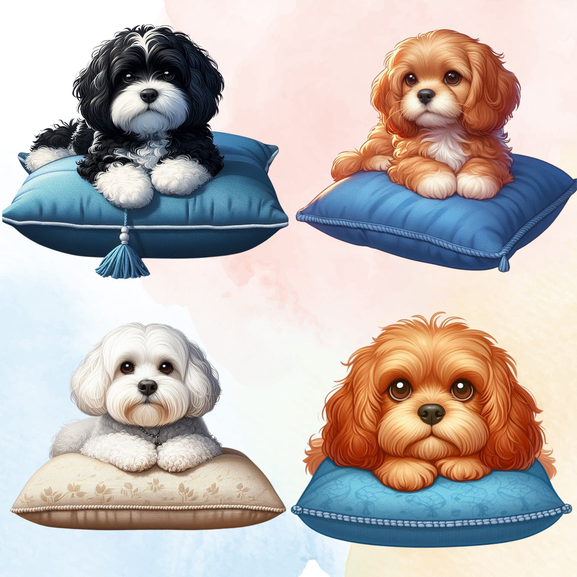 Cavachon Clip Art Pack. Transparent Digital Downloads - Etsy