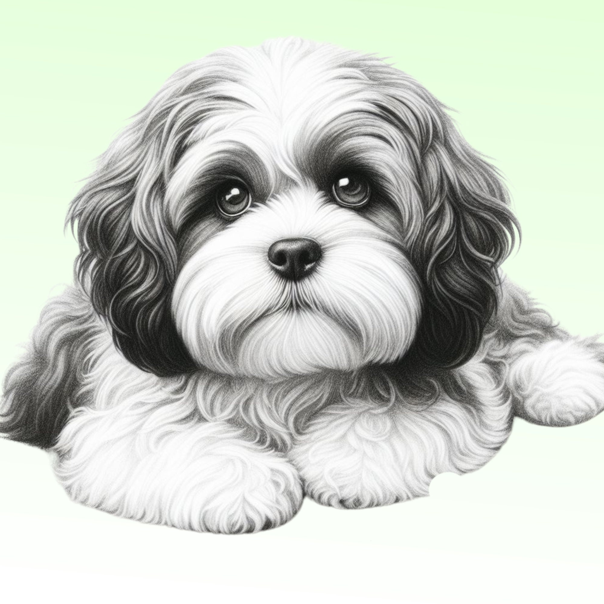 Pencil Drawn Cavachon Clip Art. Instant Digital Download. Transparent ...