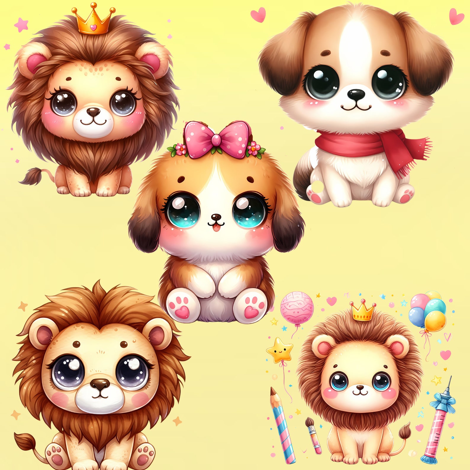 Kawaii Animal Clip Art. Watercolour, Transparent Images. Commercial Use ...
