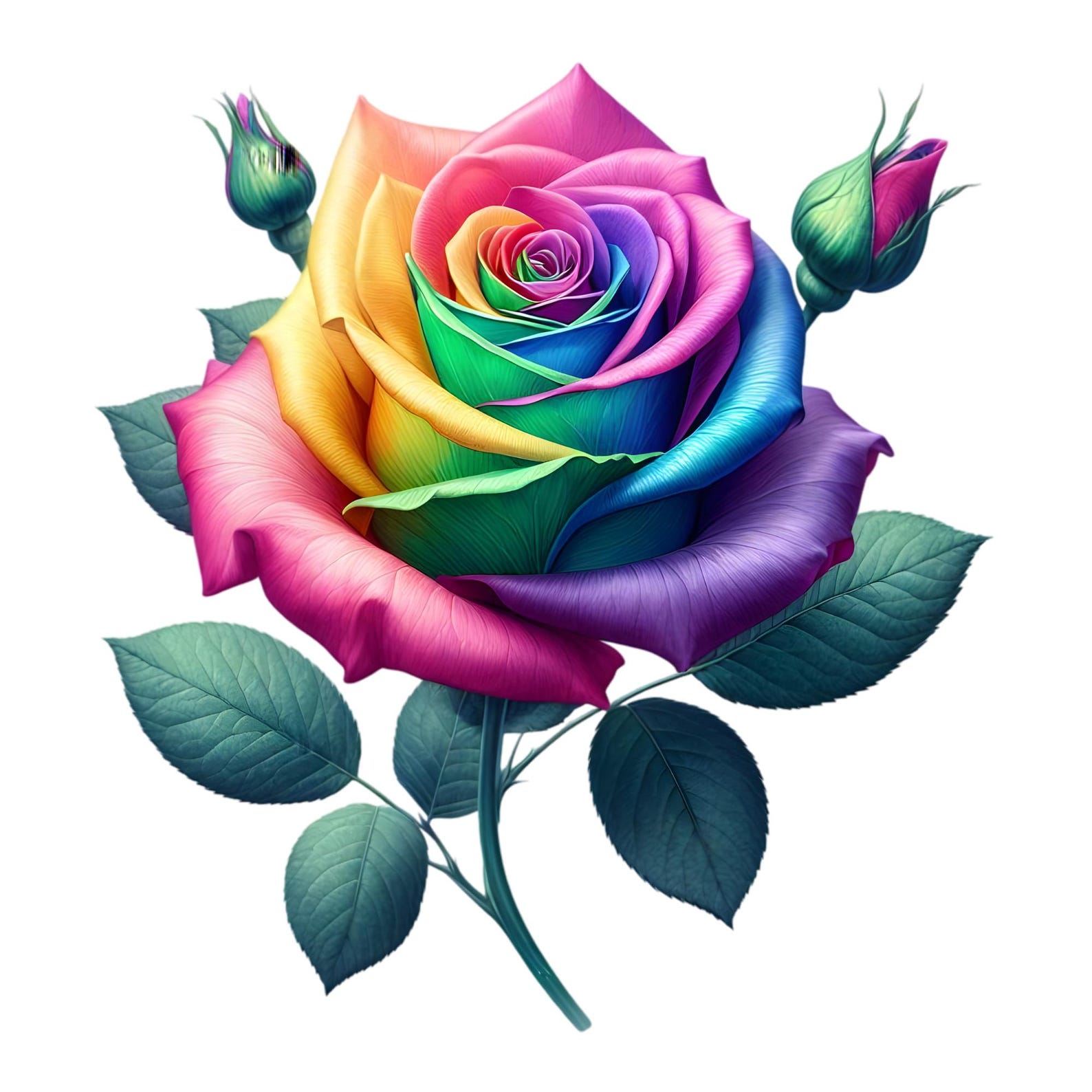 Rainbow Rose Clipart: 12 Watercolor Floral Images (digital Download) - Etsy