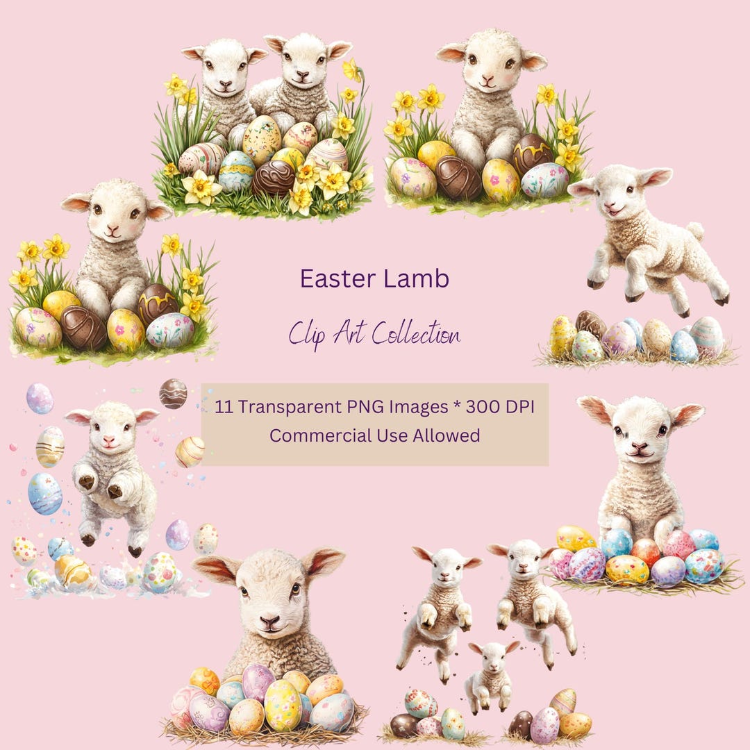 Easter Lamb Clip Art. Watercolour, Transparent Image. Commercial Use ...
