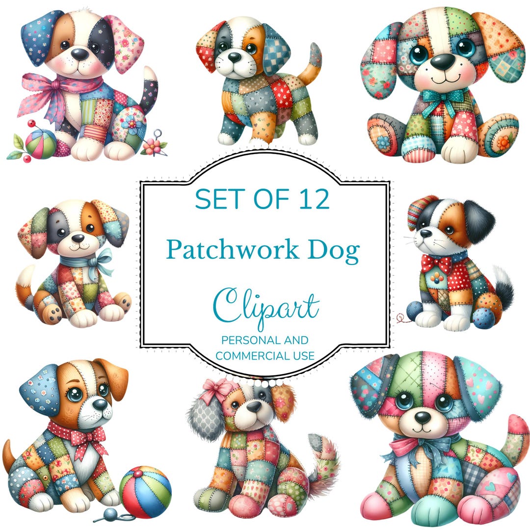 Patchwork Dog Clip Art. Toy Clipart. Transparent Image. Commercial Use ...