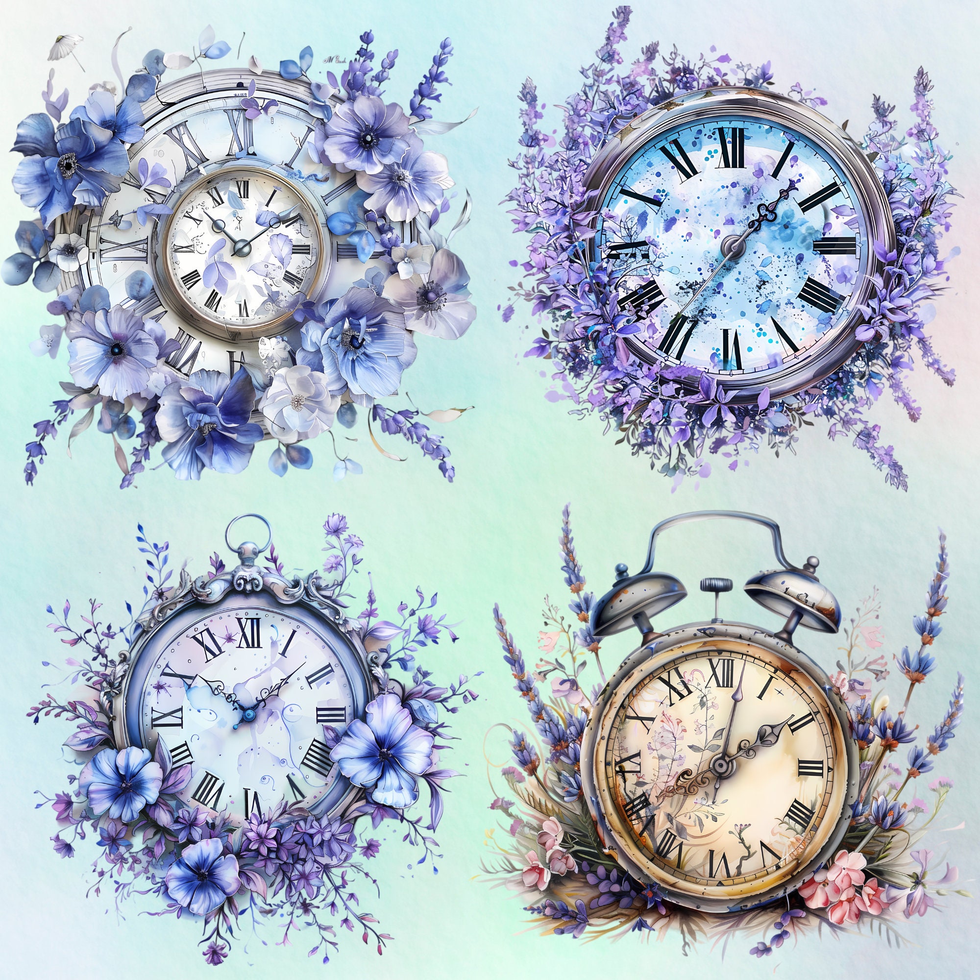 Watercolour Antique Clock Clipart. High Quality. Transparent Images ...
