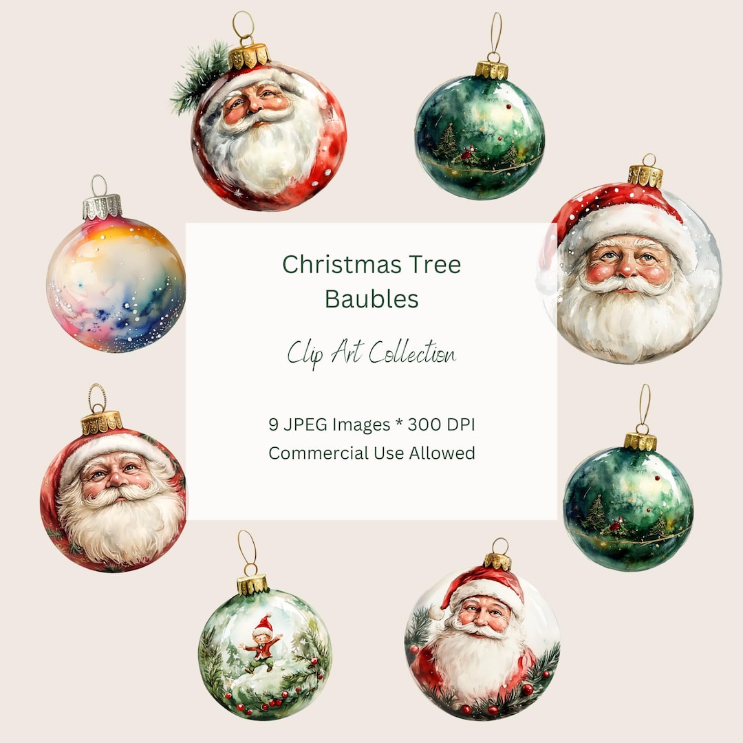 Christmas Tree Bauble Clip Art. Watercolour. Transparent Image ...