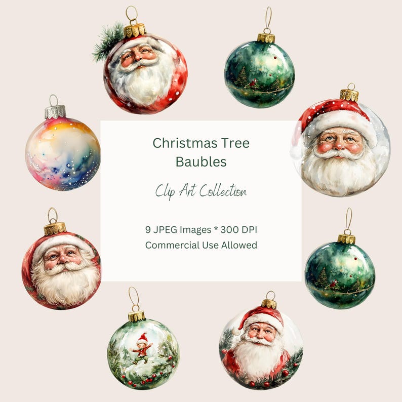 Christmas Tree Bauble Clip Art. Watercolour. Transparent Image ...