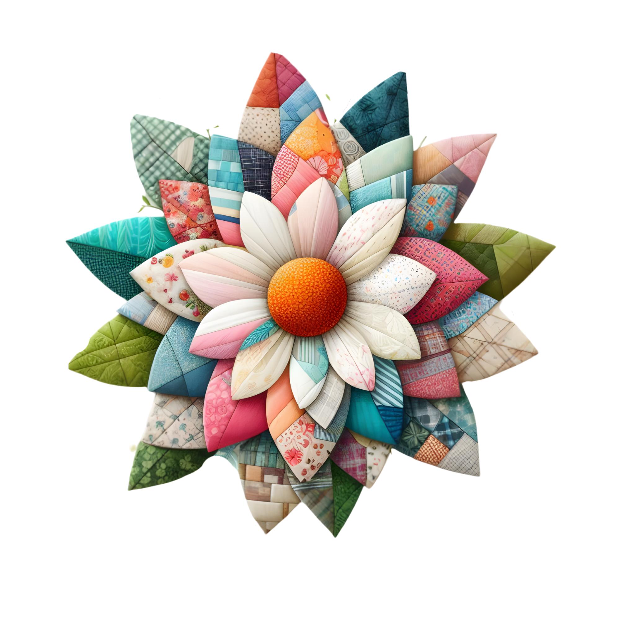 Patchwork Flower Clipart: Watercolor Craft Supply (digital Download) - Etsy