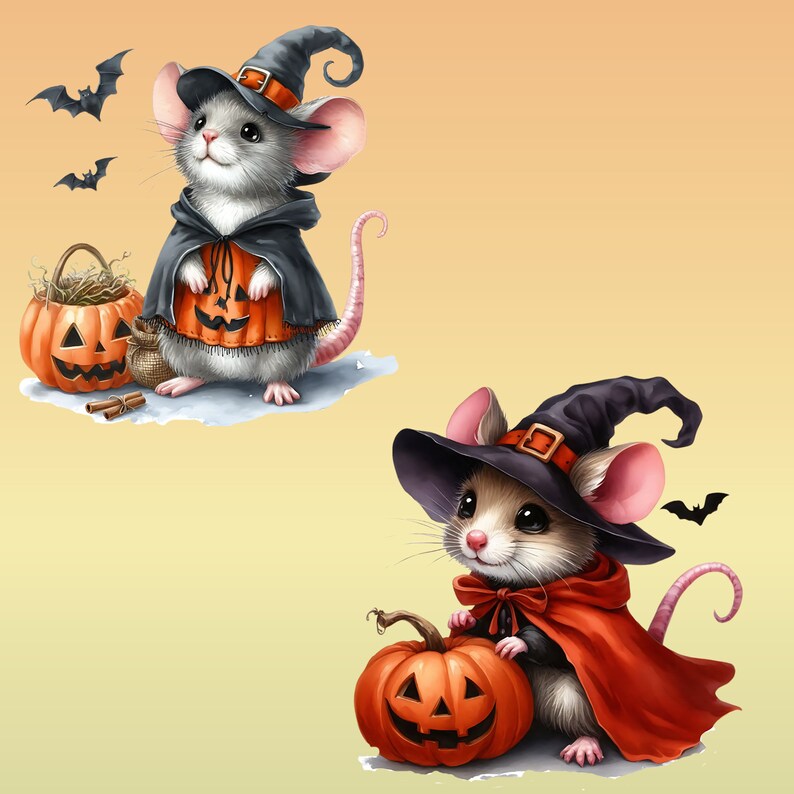 Watercolor Halloween Mouse Clipart: Transparent Images (digital Download) - Etsy
