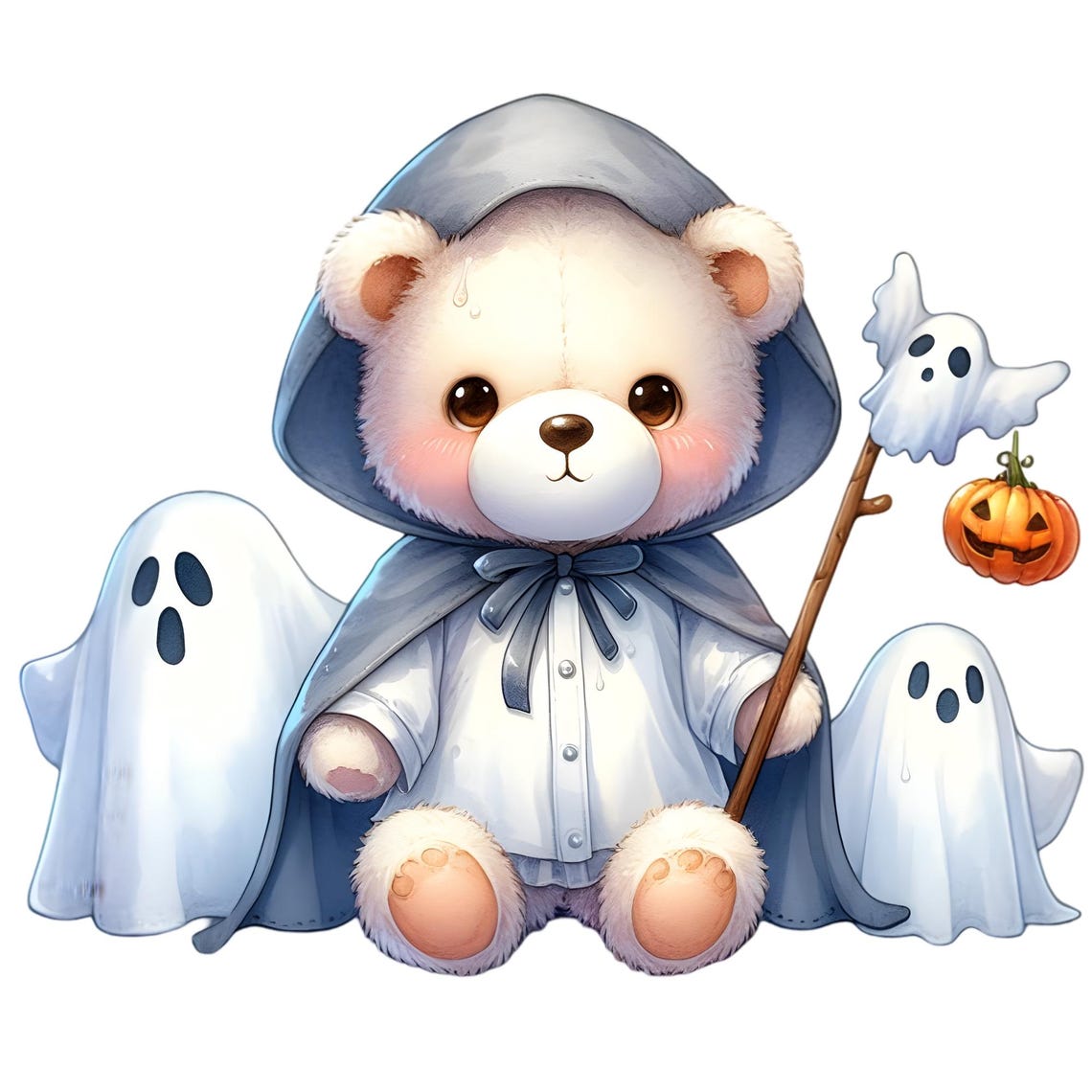 18 Cute Halloween Bear Clipart. Printable Watercolour Downloads ...