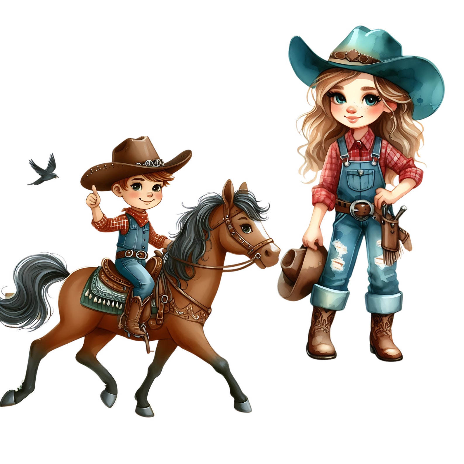Cowboy and Cowgirl Clip Art. 15 High Quality Transparent Images ...