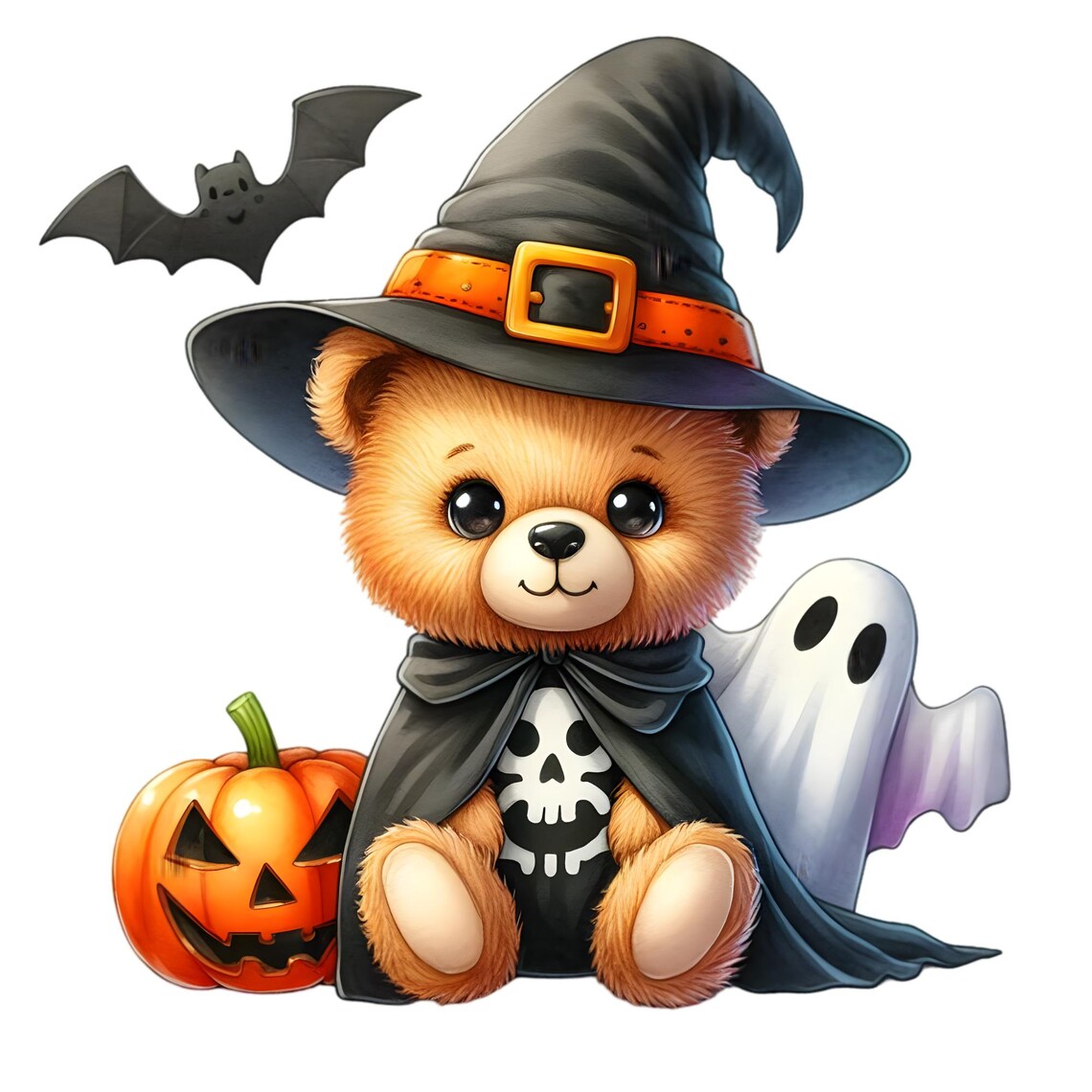 18 Cute Halloween Bear Clipart. Printable Watercolour Downloads ...