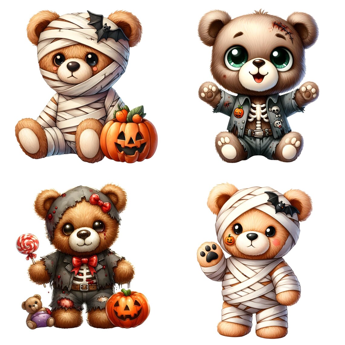 18 Cute Halloween Bear Clipart. Printable Watercolour Downloads ...