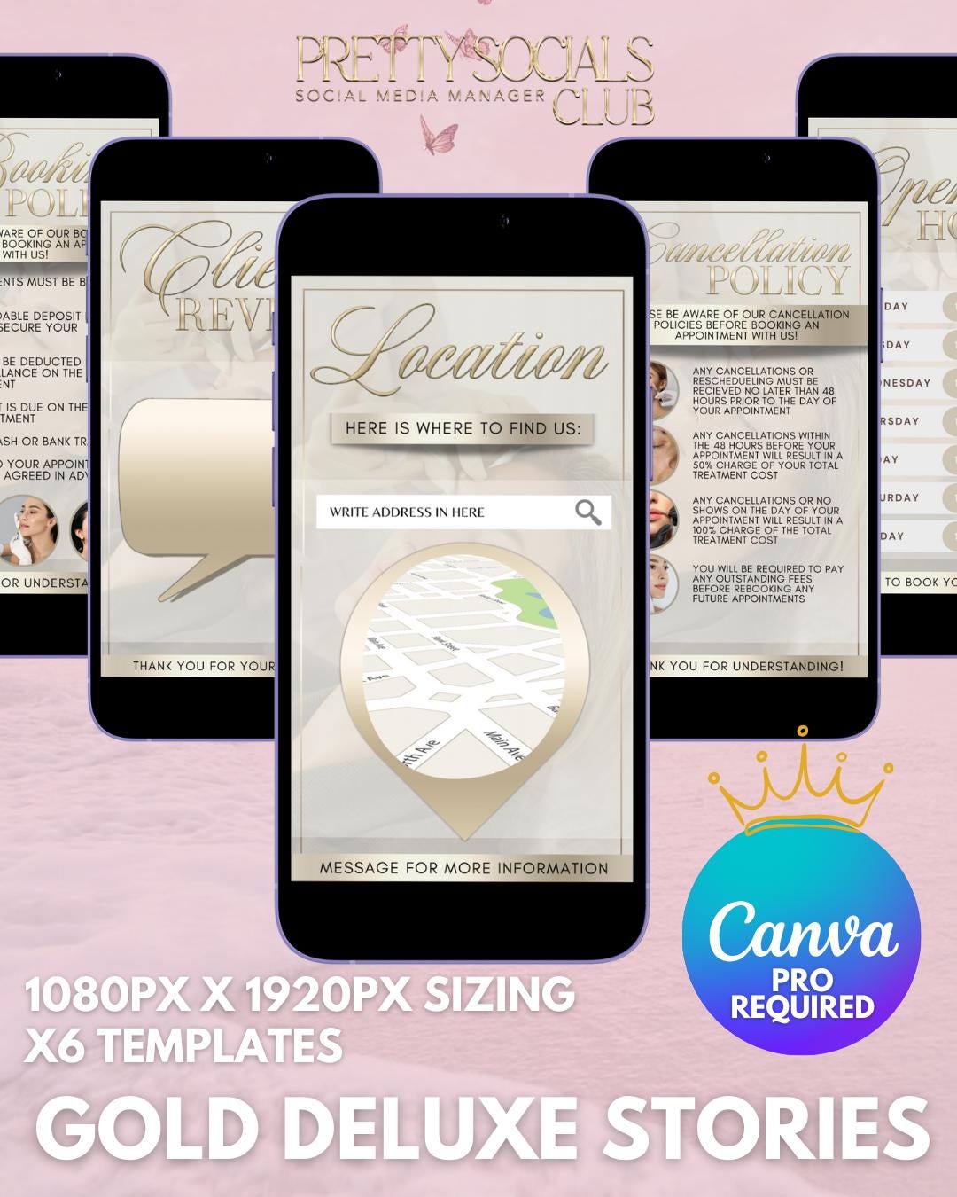 6 Instagram Policy Story Templates | Editable in Canva | Gold | Canva ...