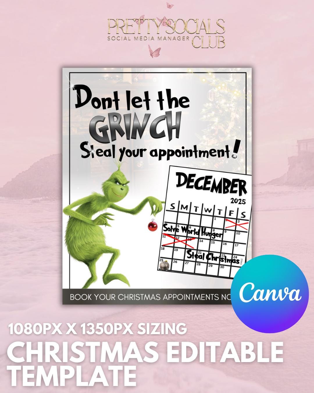 Christmas Appointments Template | Editable Canva Social Media | Greench ...