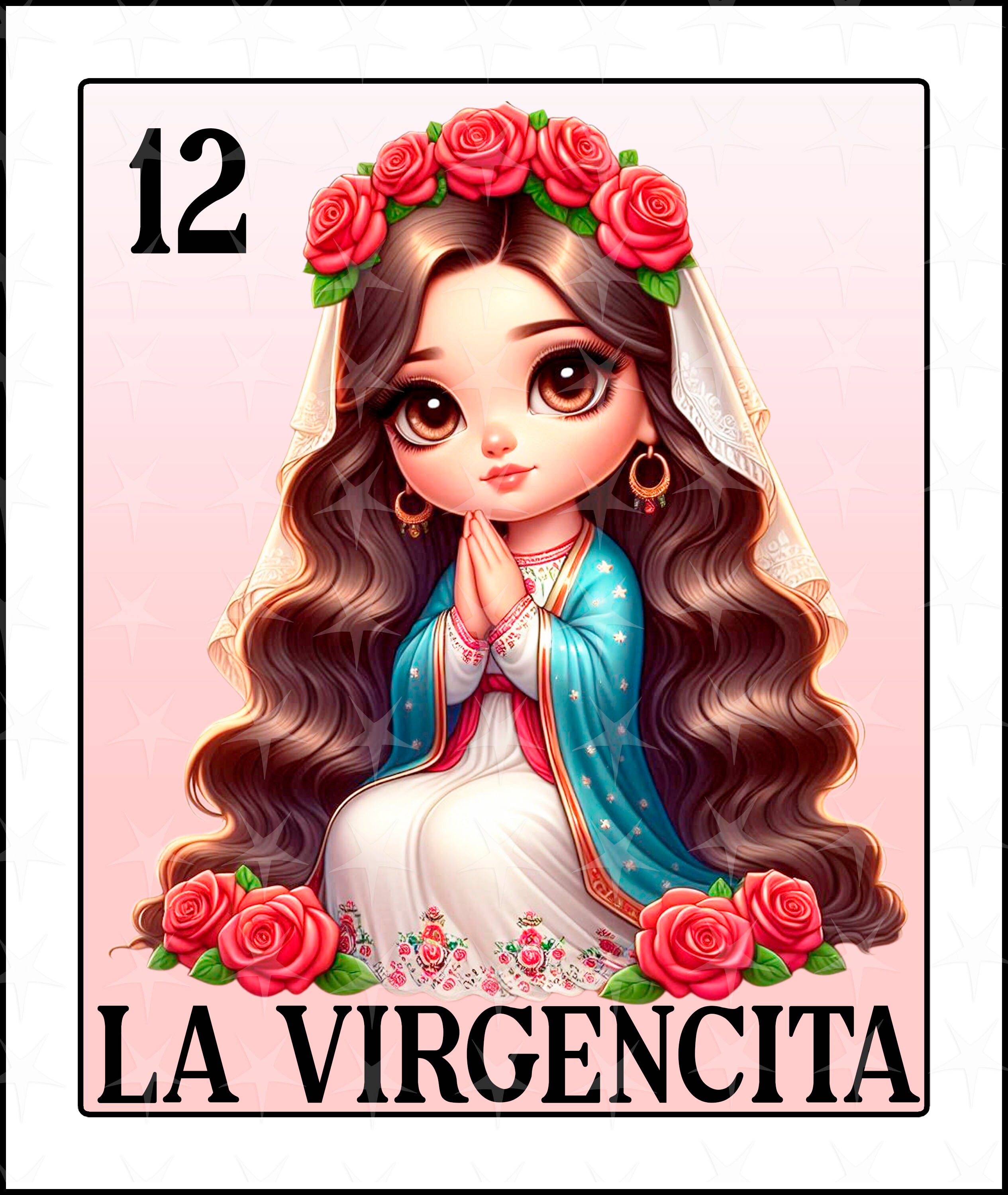 La Virgencita Chibi Girl PNG: Loteria Card Sublimation Design (digital ...