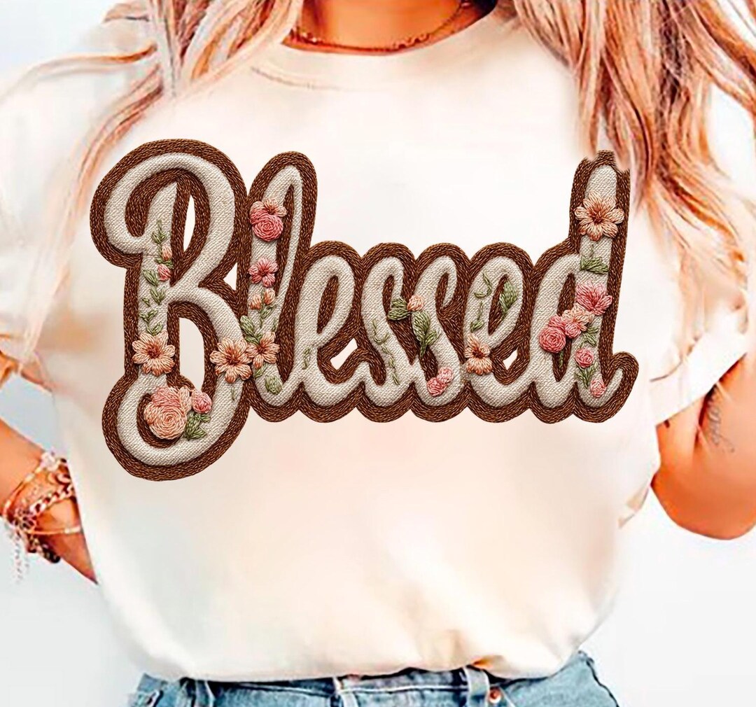 Blessed Faux Yarn Crochet Png, Blessed Christian Knitted Png, Retro ...