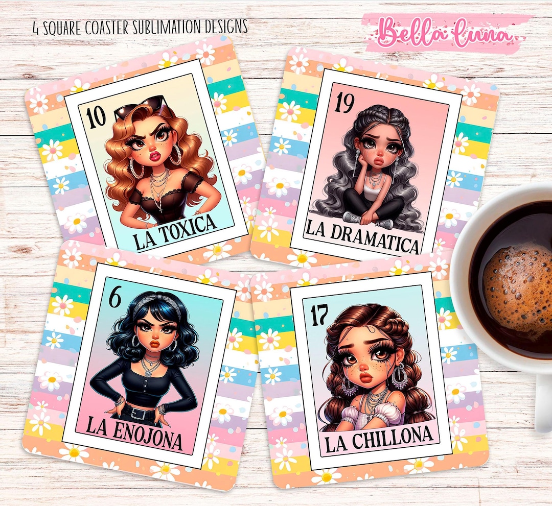 Spanish Loteria Card Square Coaster Sublimation Design, Loteria Card ...