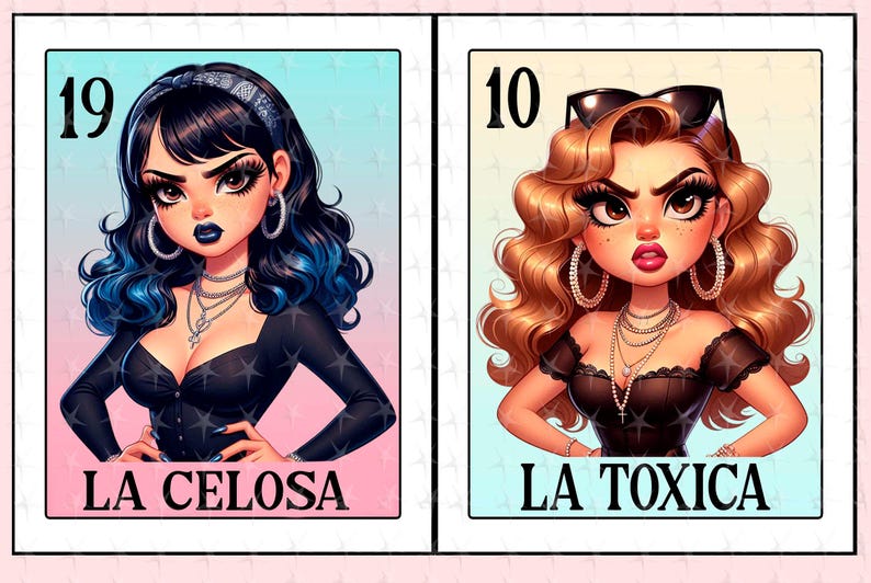 Loteria Card PNG Bundle: Spanish Girls Designs (digital Download - Etsy