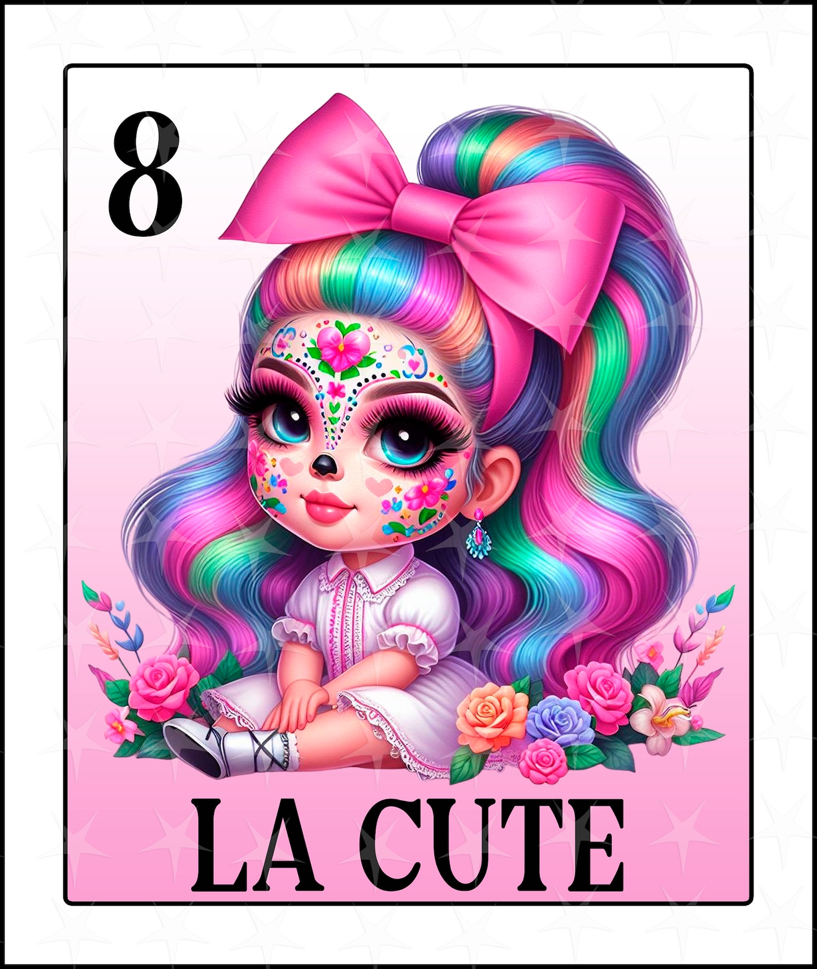 Loteria Card Sublimation Design, Spanish Cute Skeleton (digital ...