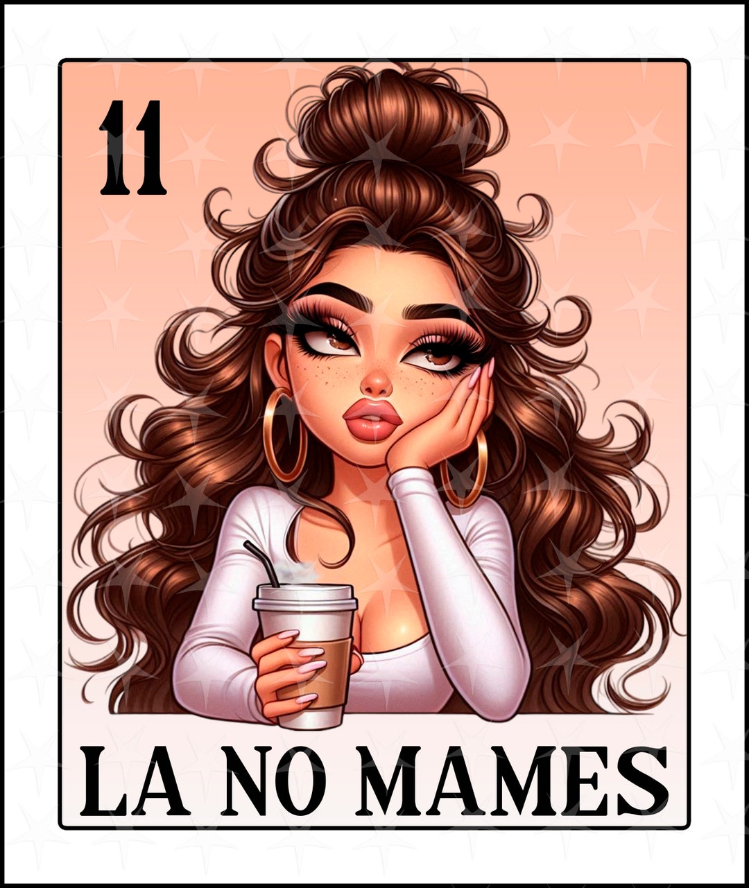 La No Mames Chibi Girl Loteria Card - Spanish Sublimation Design (PNG ...