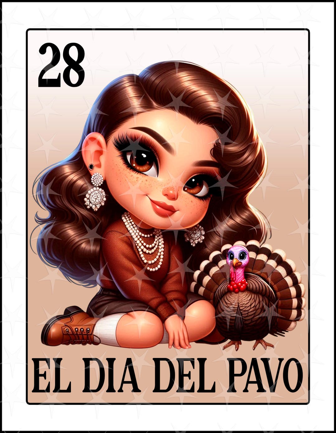 Loteria Card En Espanol, El Dia Del Pavo Loteria Card, Cute Chibi Girl ...