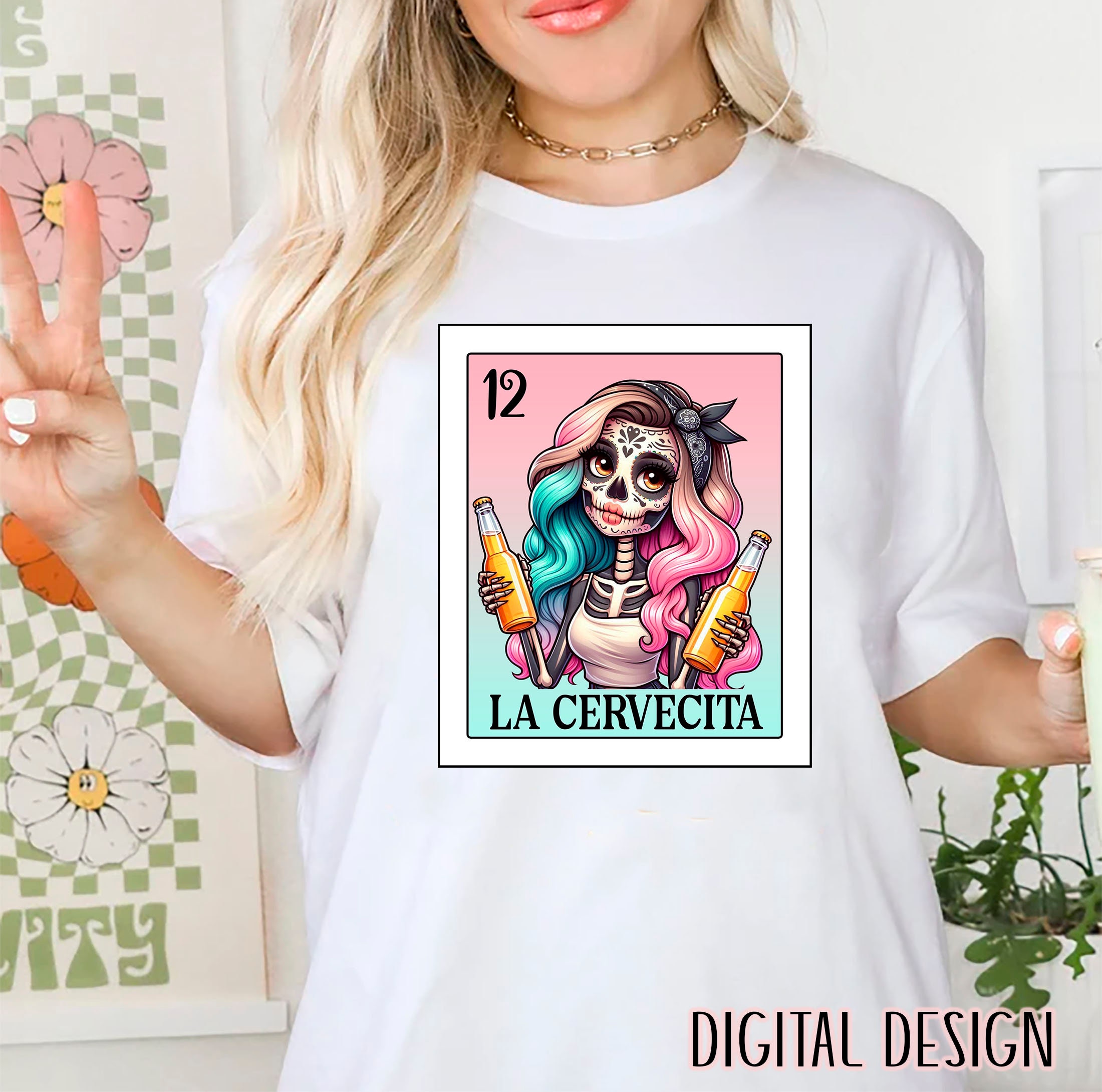 La Cervecita Loteria Card: Spanish Skeleton Design (PNG Digital ...