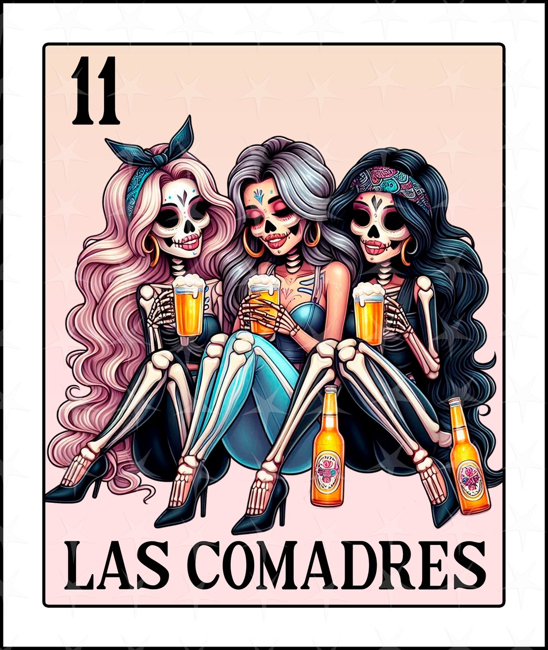 Las Comadres Loteria Card, Skeleton Sublimation Design (digital ...