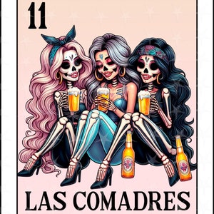 Las Comadres Loteria Card, Skeleton Sublimation Design (digital ...